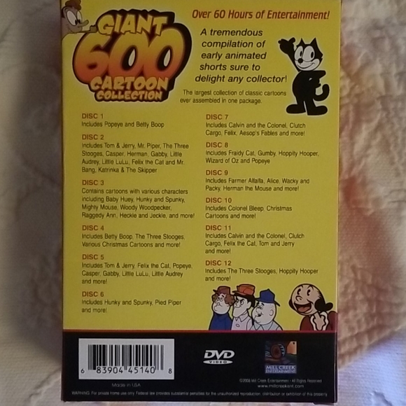 Mill Creek Entertainment | Media | Giant 60 Cartoon Collection Dvds ...